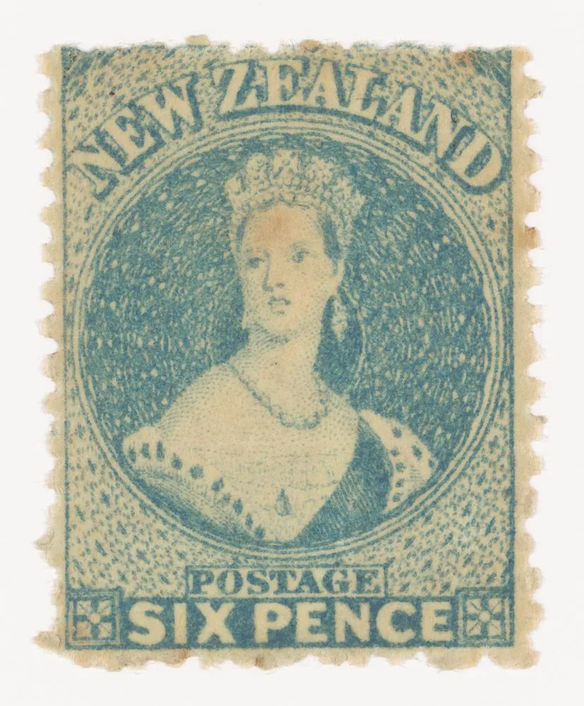 Issued six penny 'Full-Face Queen' [Chalon Head] definitive stamp ...