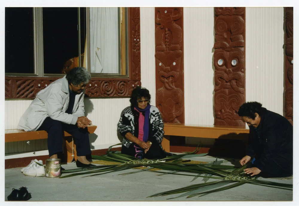 Members of Te Aka Puaho in the porch of Te Maungarongo, Ohope Marae | Record | DigitalNZ