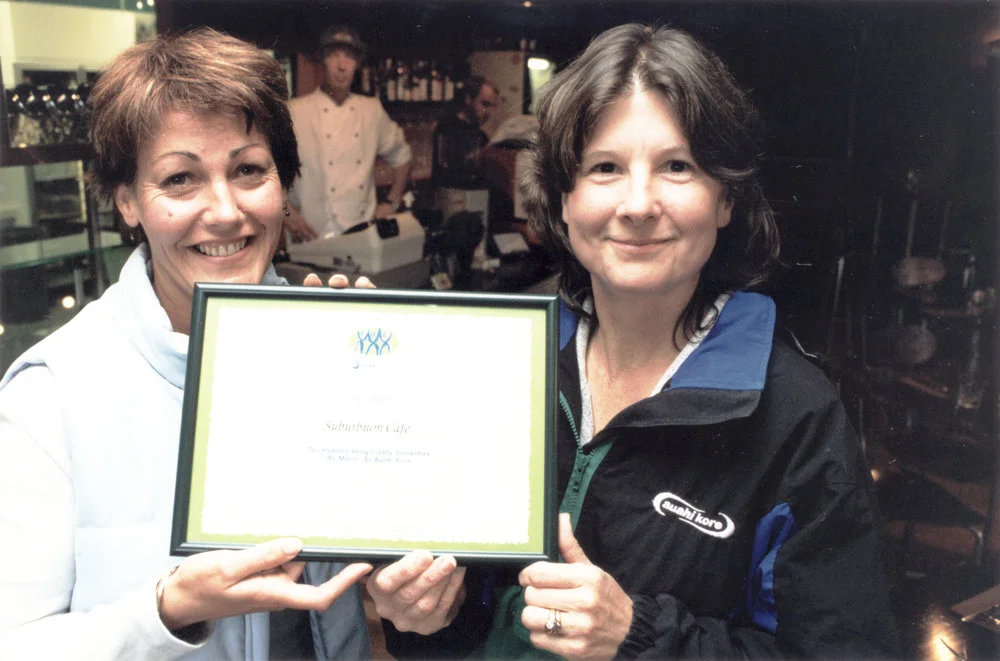 Suburbium Cafe, Silverstream; first in greater Wellington to go smokefree; owner Valerie ...