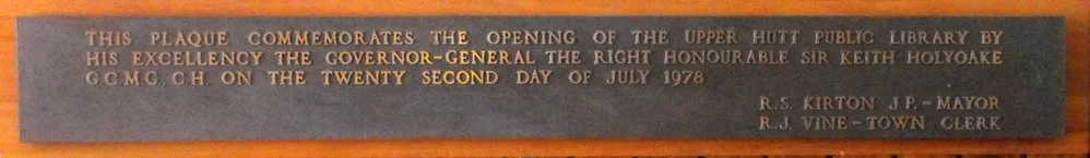 Memorial plaque; library foyer; opening. | Record | DigitalNZ