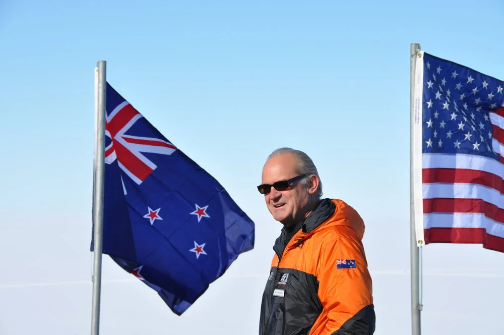 Board chairman Rob Fenwick between the NZ and US flags, speaks at the ...
