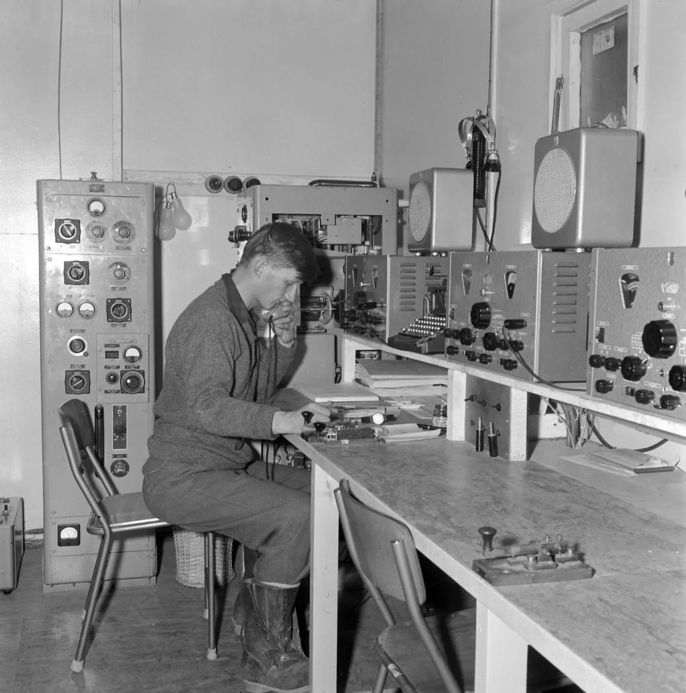 Peter Mulgrew in the radio room | Record | DigitalNZ