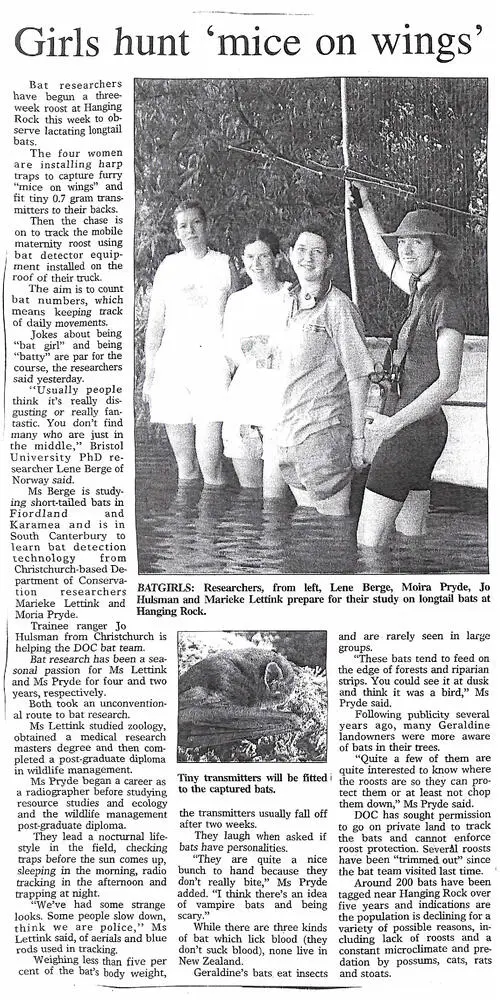 Girls hunt 'mice on wings' | Record | DigitalNZ