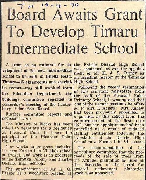 Board Awaits Grant To Develop Timaru Intermediate School | Record ...