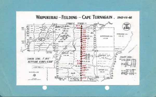 Aerial Photograph Index Map for Survey SN230, Waipukurau to Feilding to ...