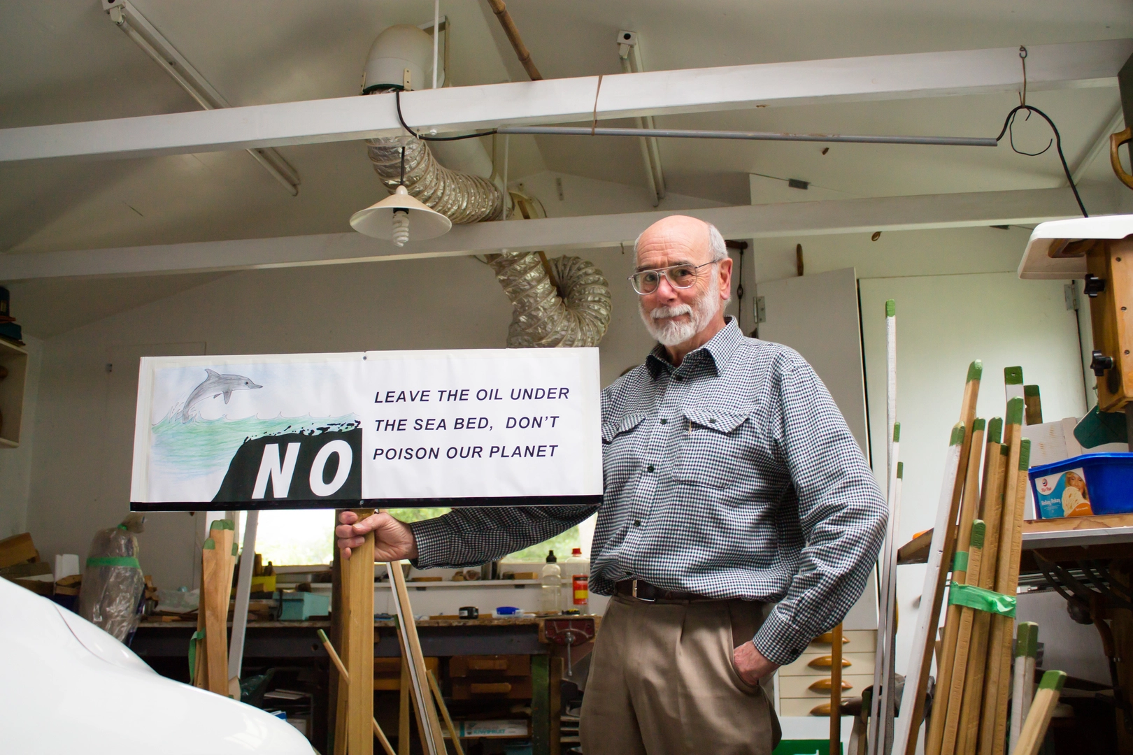 Bruce with one of his protest signs | Record | DigitalNZ