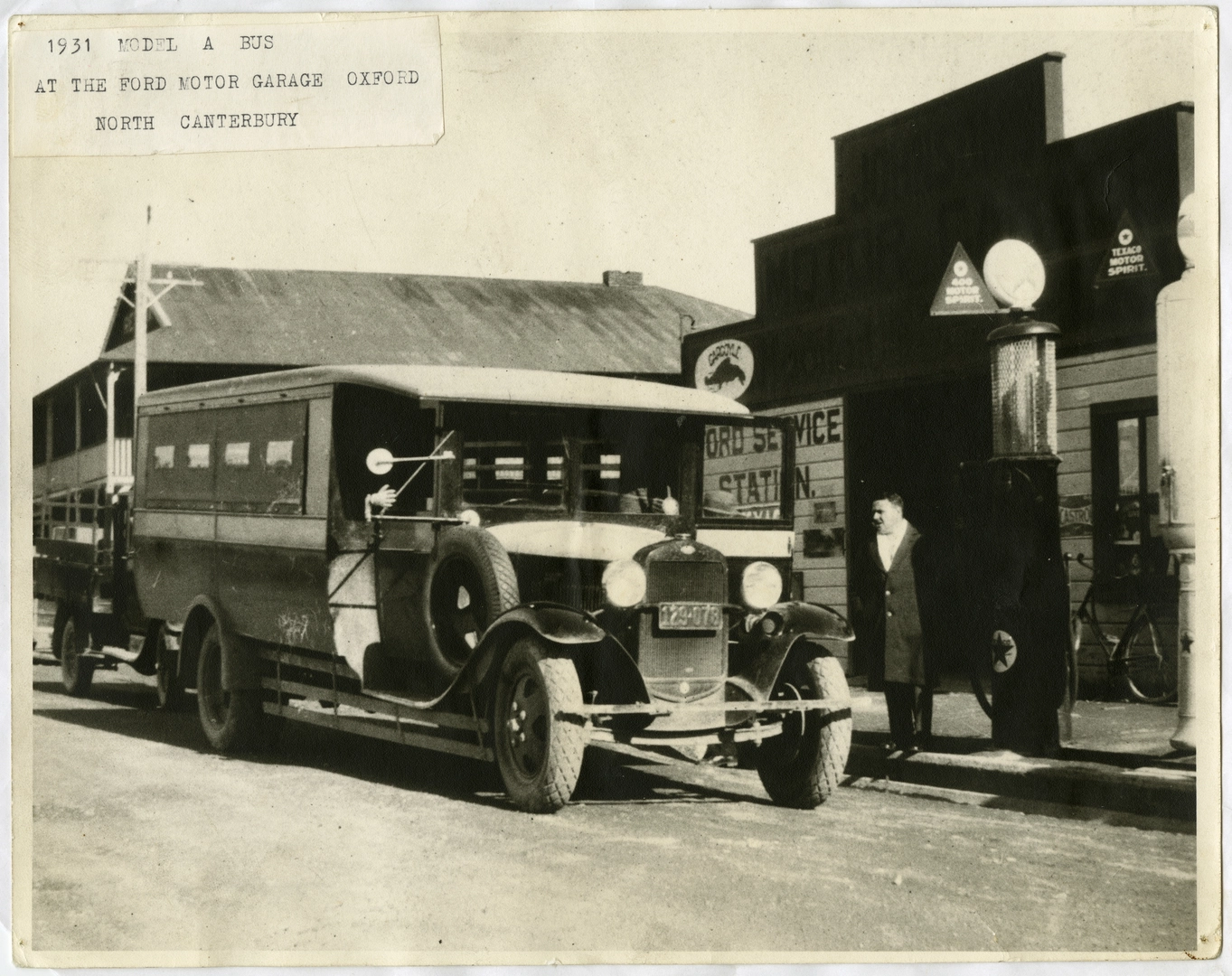 1931 Model A Ford bus at the Ford Garage, Oxford | Record | DigitalNZ