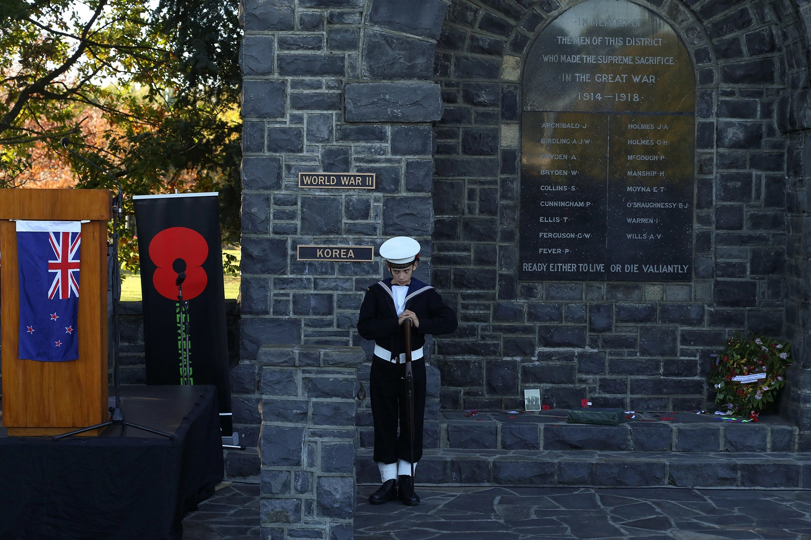 Cadet at Anzac Day memorial service | Record | DigitalNZ
