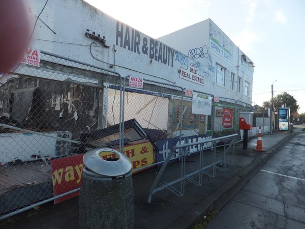 Remains of New Brighton Road shops | Record | DigitalNZ