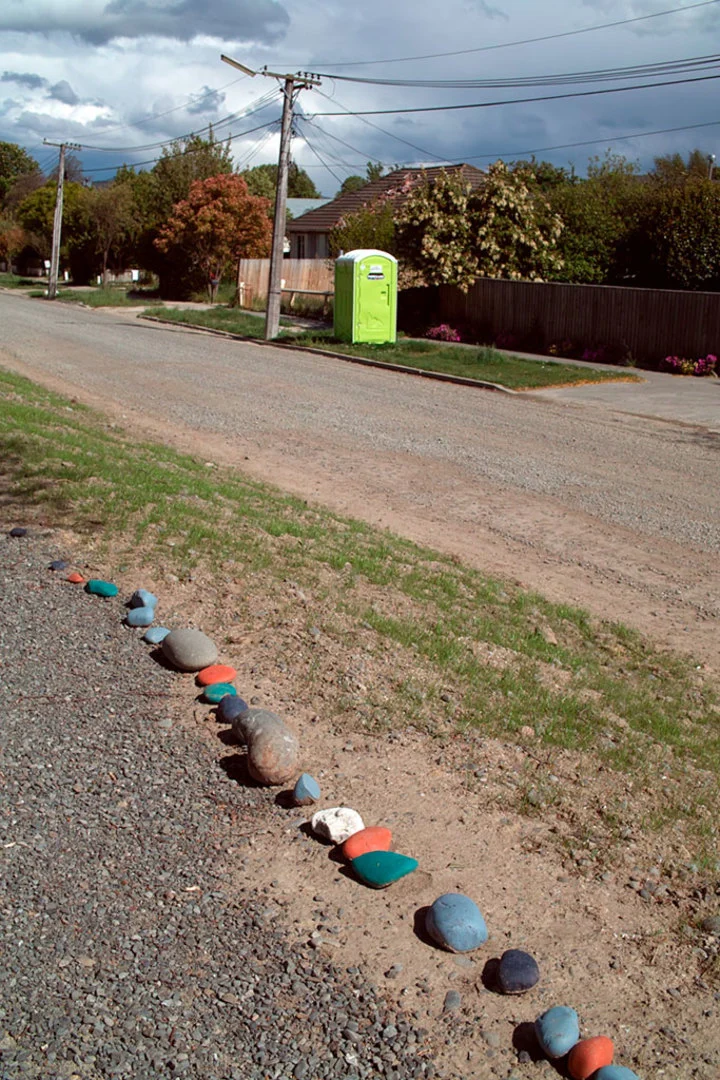 Coloured stones on Avonside Drive | Record | DigitalNZ