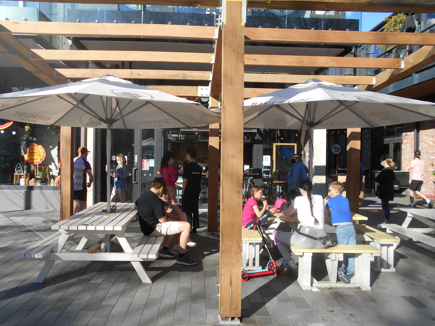 Riverside Market, Outdoor tables | Record | DigitalNZ