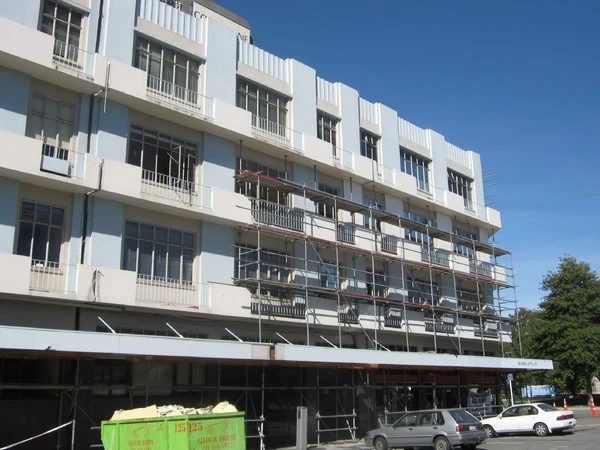 Allan McLean building with scaffolding | Record | DigitalNZ