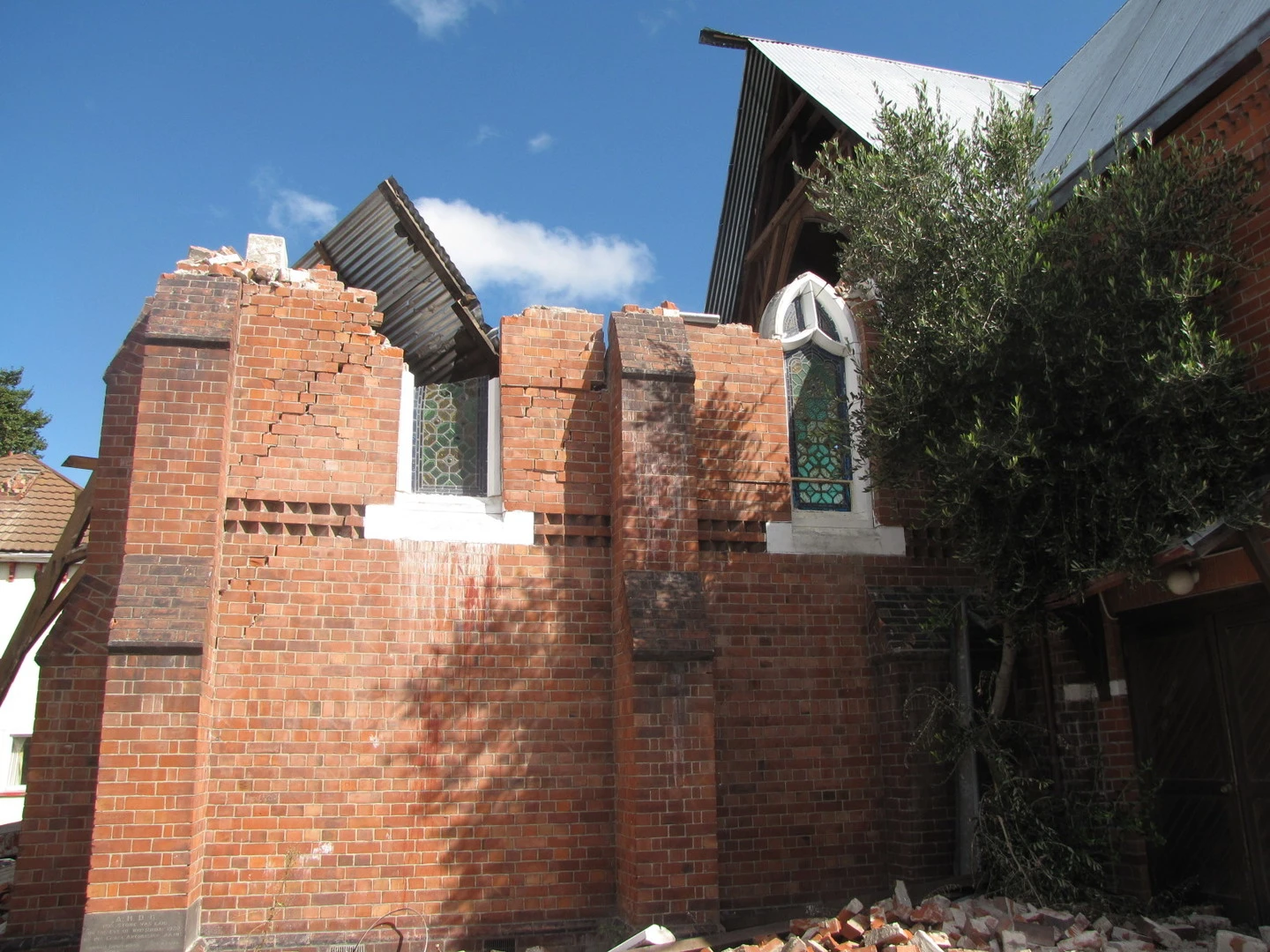 Collapsed wall and roof of church | Record | DigitalNZ