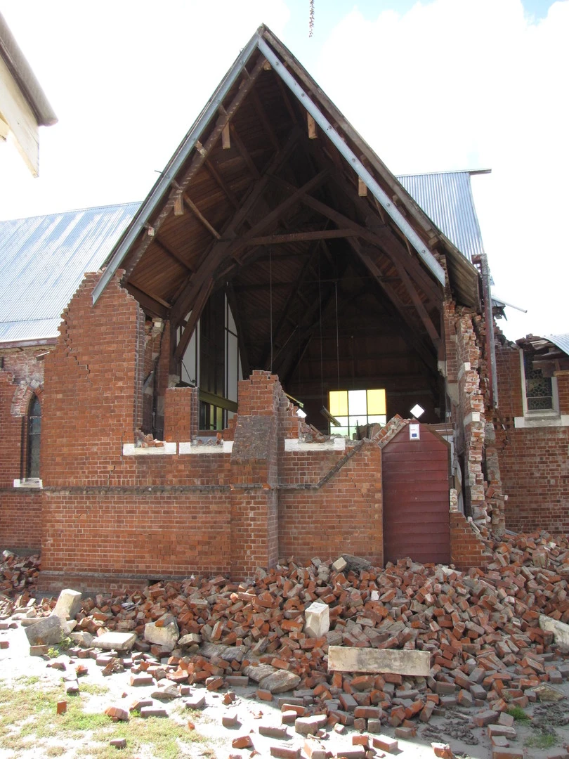 Collapsed section of church wall | Record | DigitalNZ