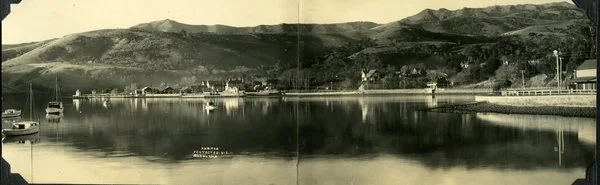 Two photographs of Beach Road and Akaroa HarbourJan Shuttleworth ...