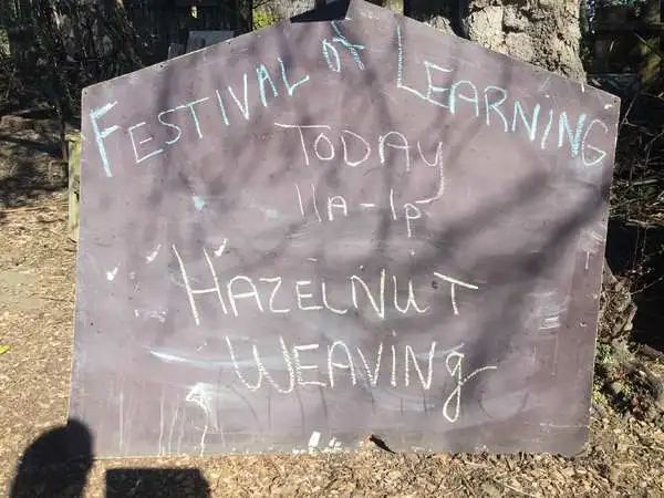 Sign for hazel weaving workshop | Record | DigitalNZ