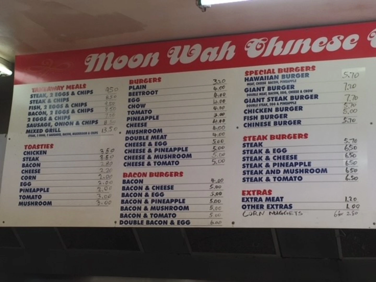 Moon Wah Chinese Takeaway menu | Record | DigitalNZ