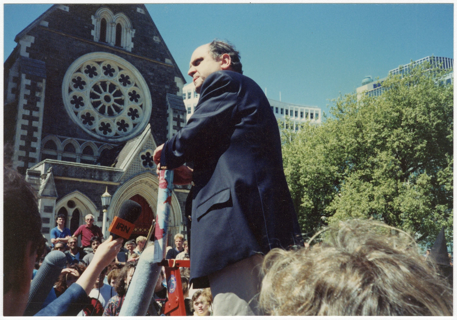 Mike Moore in Cathedral Square | Record | DigitalNZ
