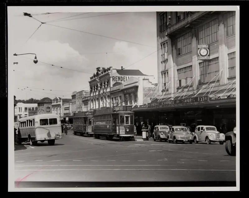 Trams and buses on Karangahape Road | Record | DigitalNZ