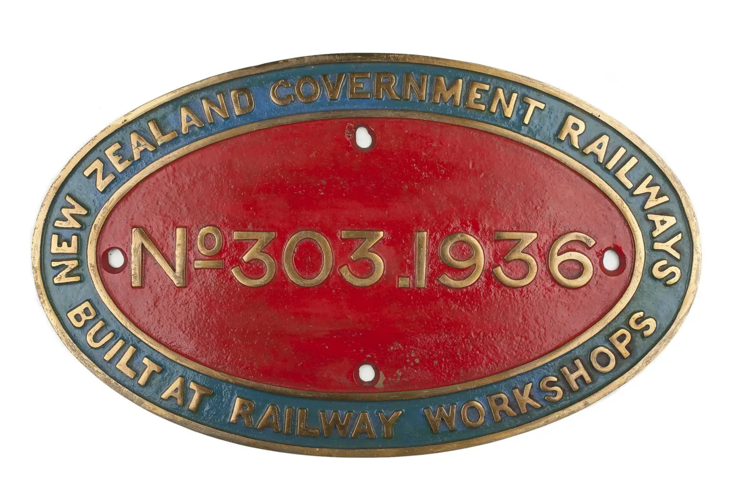 Locomotive Builders Plate - New Zealand Government Railways, Gracefield, New Zealand, 1936 ...