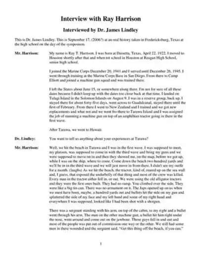 Oral History Interview with Ray Harrison, September 17, 2006 | Record ...