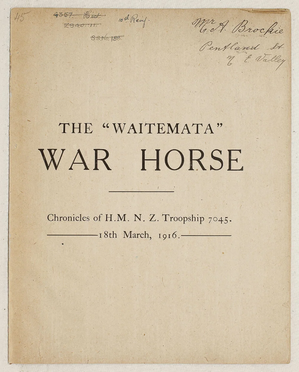 Waitemata War Horse | Record | DigitalNZ