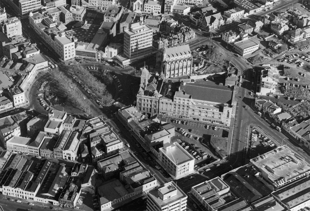 Building the Dunedin City Library on Civic Plaza, Moray Place | Record ...