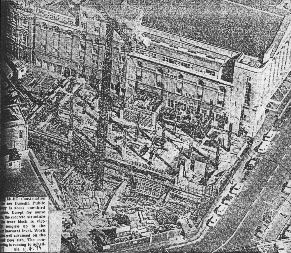 Building the Dunedin City Library on Civic Plaza, Moray Place | Record ...