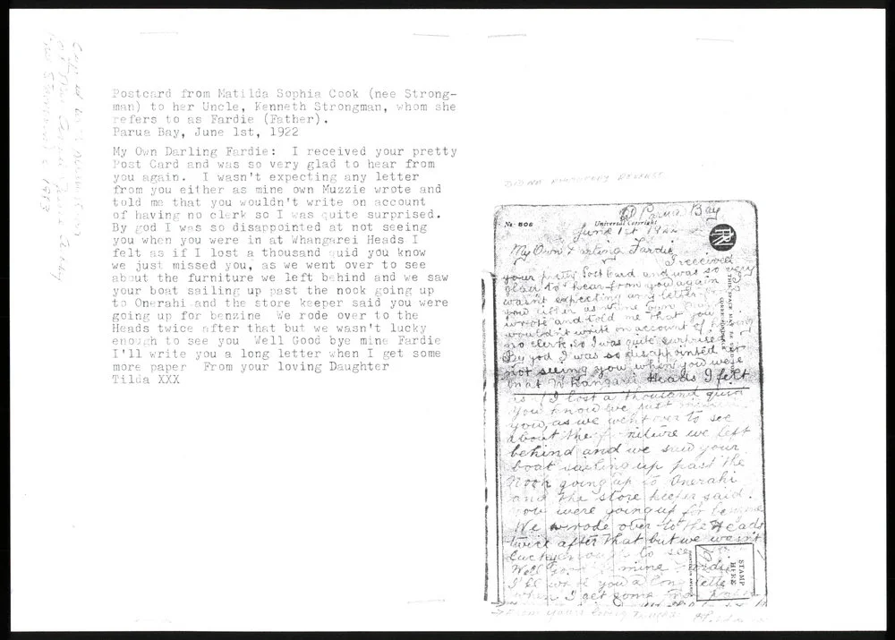 Postcard from Matilda Sophia Cook to Kenneth Strongman | Record | DigitalNZ