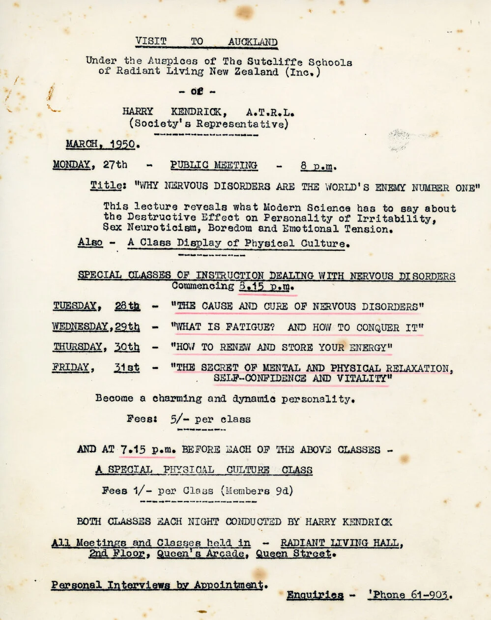 School of Radiant Living Meeting Programme | Record | DigitalNZ