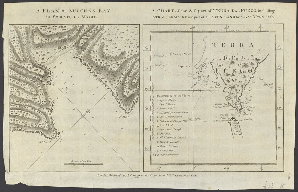 Two Maps: (1) A Plan of Success Bay in Strait Le Maire; (2) A Chart of ...