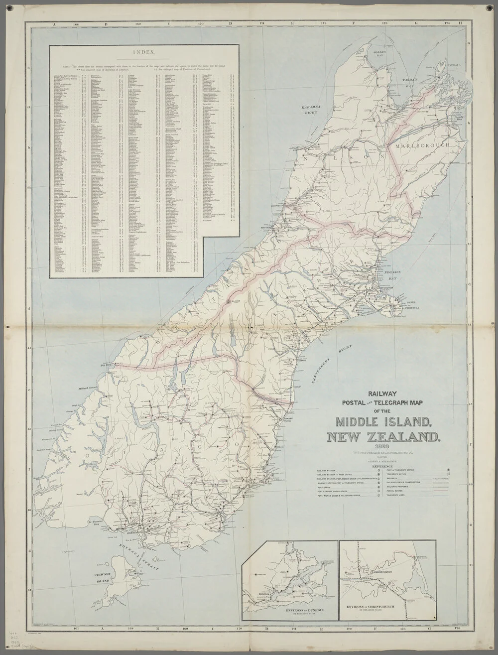 Railway, Postal and Telegraph Map of the Middle Island, New Zealand ...