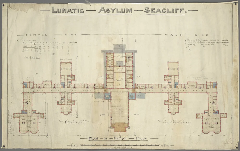 Plan of Second Floor, 'Lunatic Asylum Seacliff' | Record | DigitalNZ