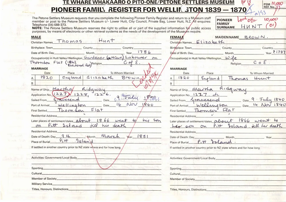 Pioneer Family Register : Hunt | Record | DigitalNZ