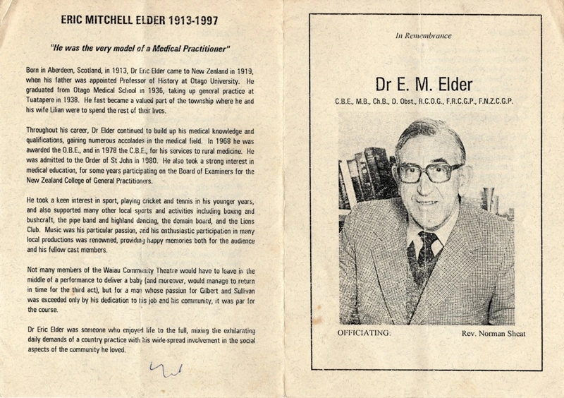 Tūātapere Rural Health Care History - Dr Eric Elder & wife Lilian ...