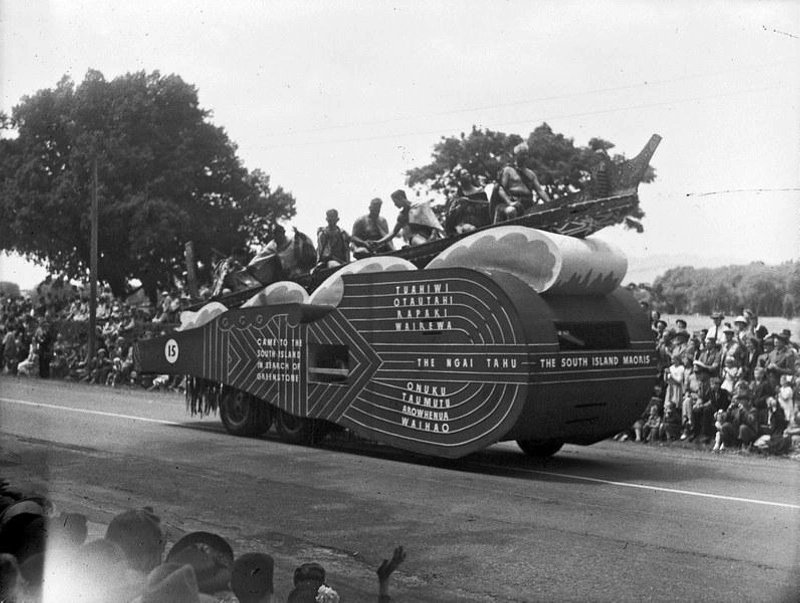 1950 Canterbury Centennial Celebrations. Procession. Maori Float ...