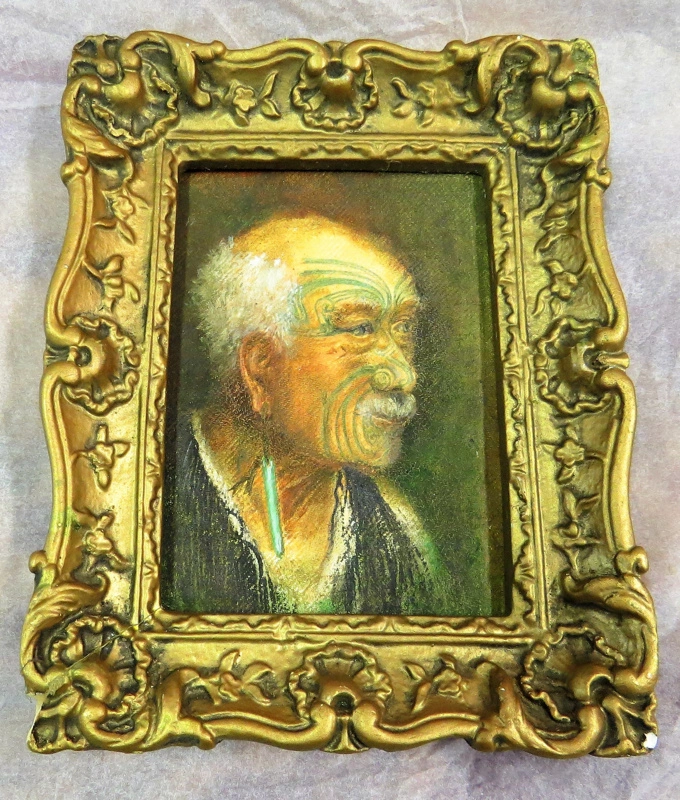 Oil painting Thoughts of a Tohunga, Wharekauri Tahuna [Te Wharekauri ...