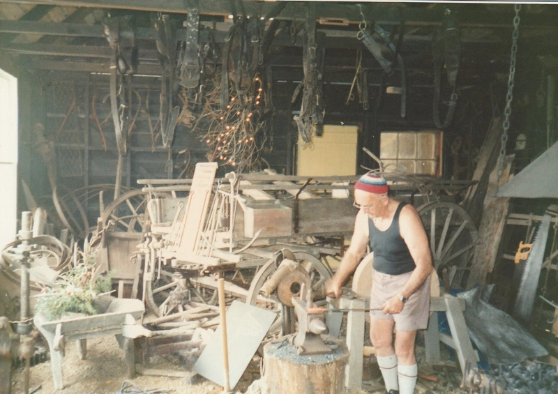 Stan Butler at work in Wagstaff's Forge in Howick Historical Village. | Record | DigitalNZ