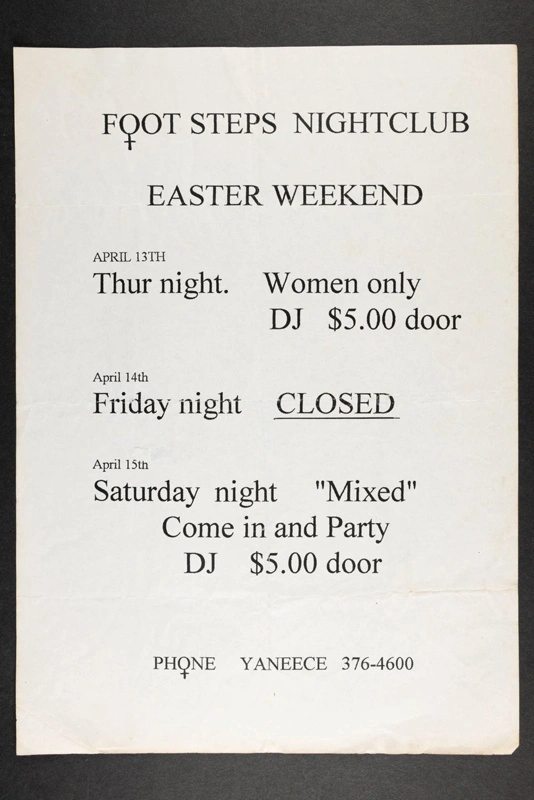 Flyer, Footsteps Club bar | Record | DigitalNZ