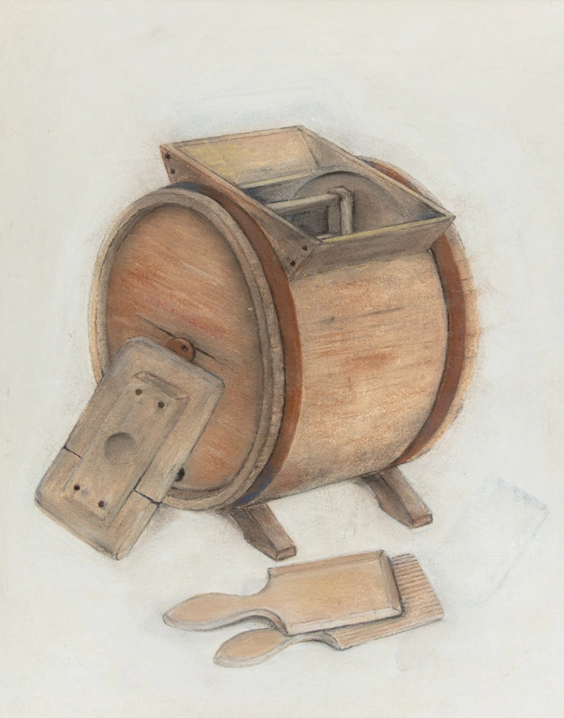 Pastel Drawing, Butter Churn And Pats [In Copyright] | Record | DigitalNZ