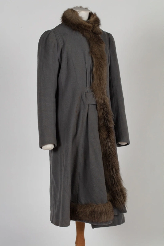 Coat, Grey Woollen Fur-Trimmed | Record | DigitalNZ
