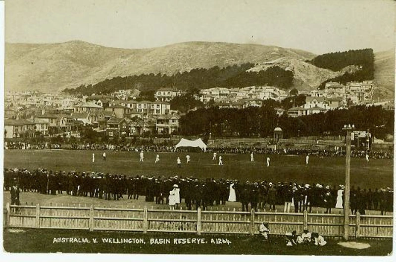 Post Card: Australia v Wellington, Basin Reserve 1905. A1264 | Record | DigitalNZ