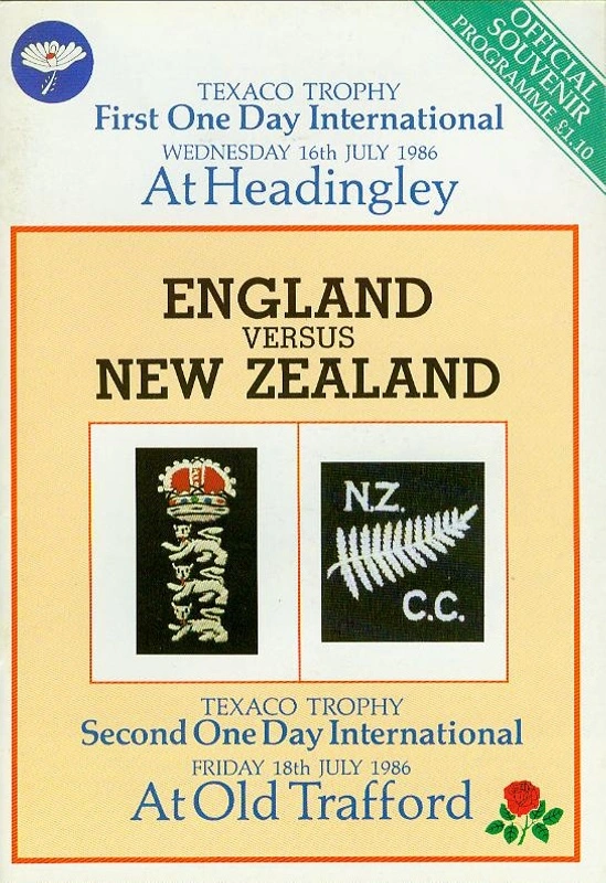 Programme: England v New Zealand - Texaco Trophy One Day Internationals - Headingley, Leeds, 16 ...