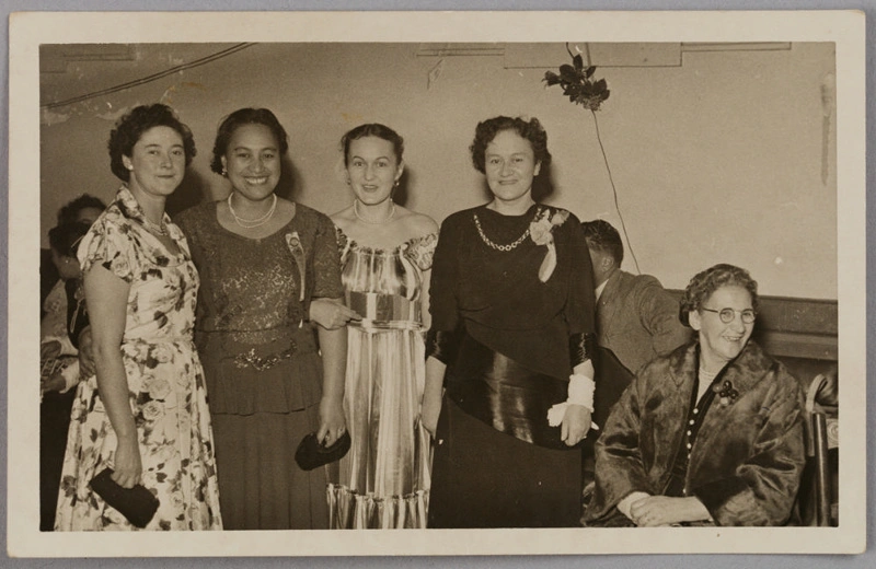 Photograph, Grace Hart and friends at a function | Record | DigitalNZ