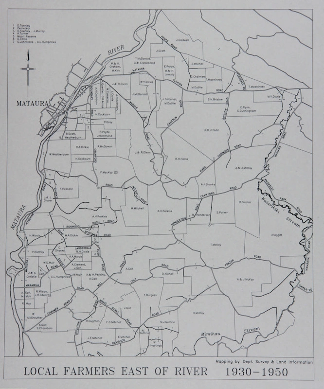 Map of Mataura Farm Locations [Showing Farmers East of the River, 1930 ...
