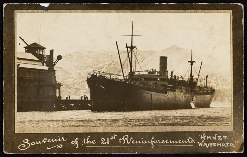 The troopship H.M.N.Z.T. 'Waitemata' in Lyttelton? Port. | Record ...