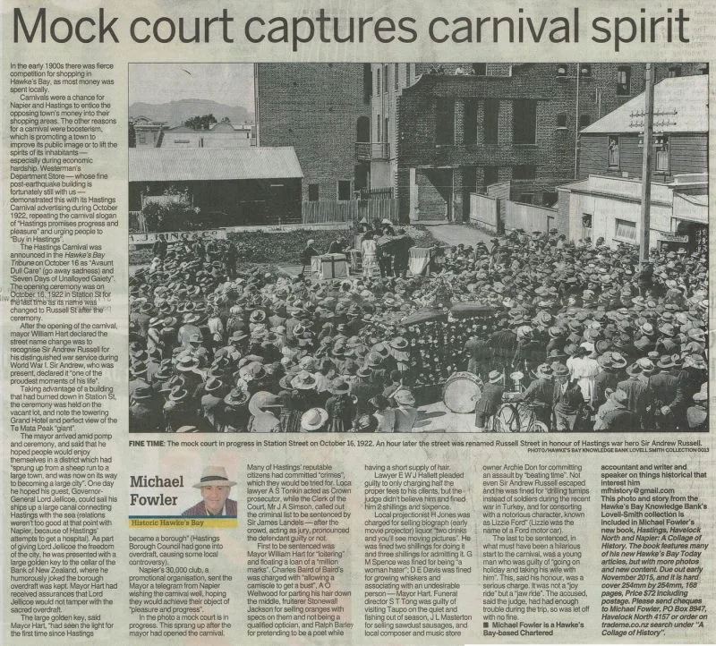 Newspaper Article 2015 – Mock court captures carnival spirit (Hawke's ...