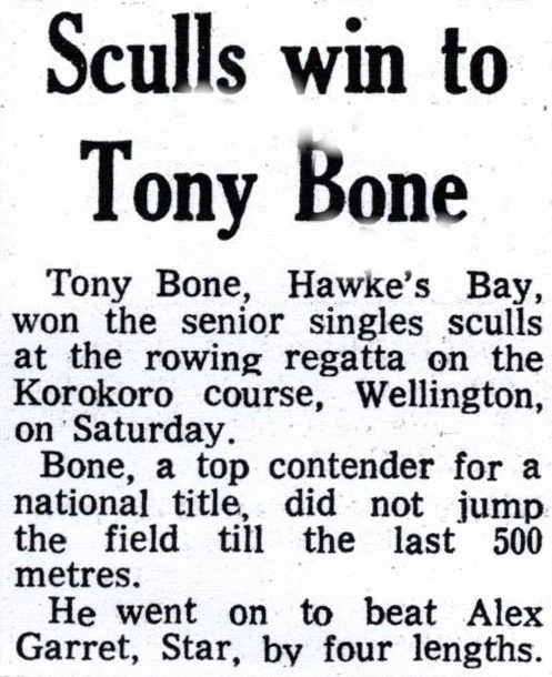 Newspaper Article 1968 – Sculls win to Tony Bone | Record | DigitalNZ