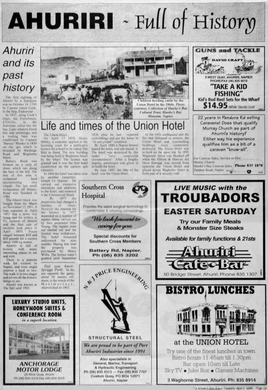 Newspaper Article 1998 – Ahuriri – Full of History (Hawke's Bay Sun ...