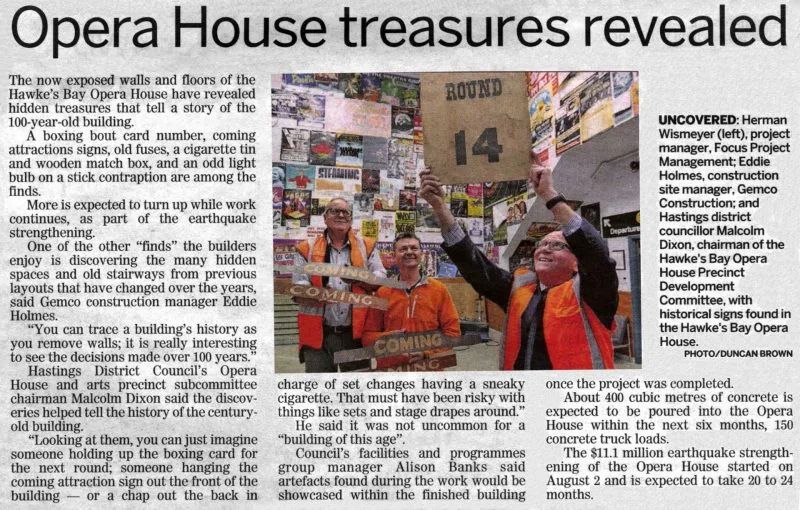 Newspaper Article 2017 – Opera House treasures revealed (Hawke's Bay ...